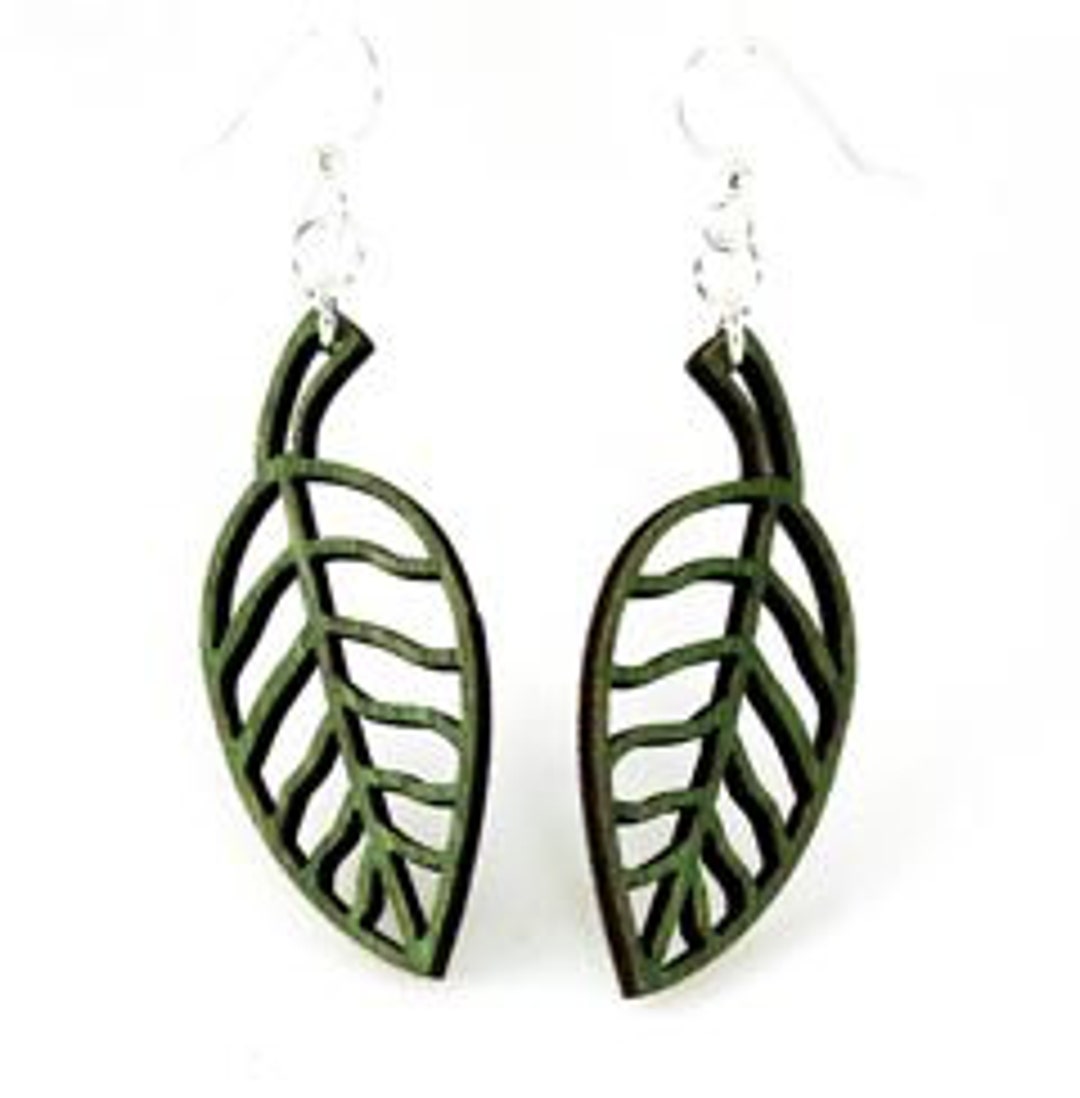 Simple Leaf Design - Sustainable Sourced Wood Earrings - Laser Cut - Etsy