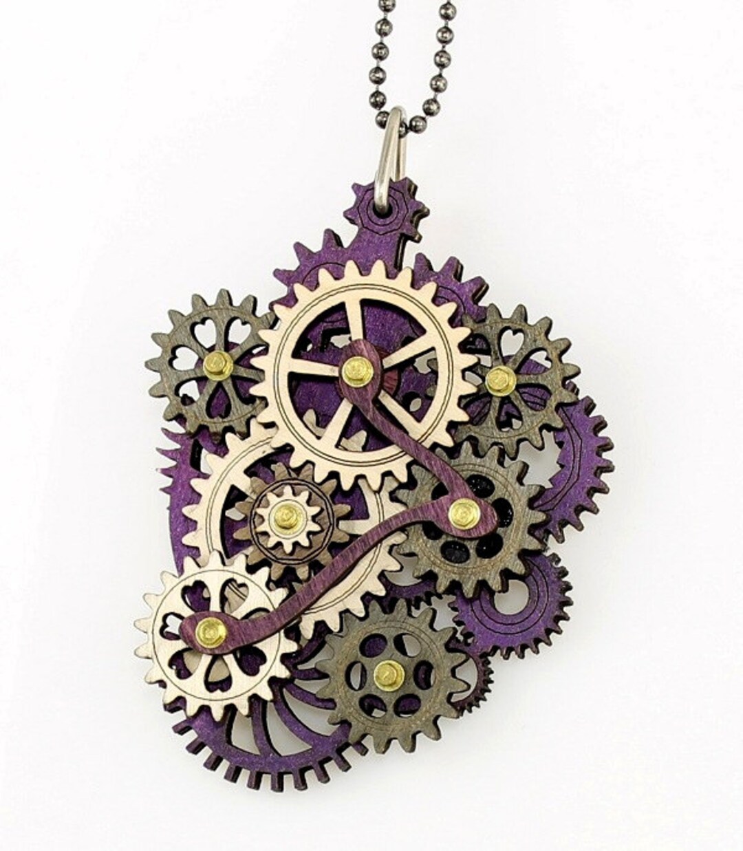 Purple Themed Kinetic Gear Pendant #6001E- All Made From Laser Cut ...