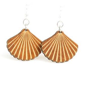 Wood Shell Earrings Laser Cut Reforested Wood - Etsy
