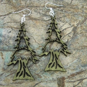 Pine Tree - Laser Cut Earrings From Reforested Wood - Etsy