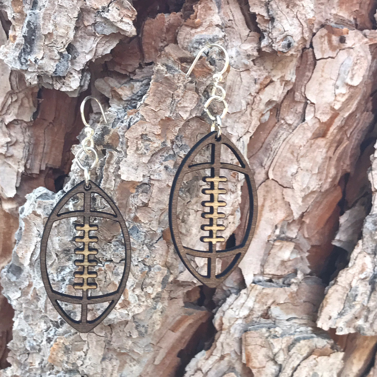 Football Earrings Laser Cut Wood Made in USA - Etsy