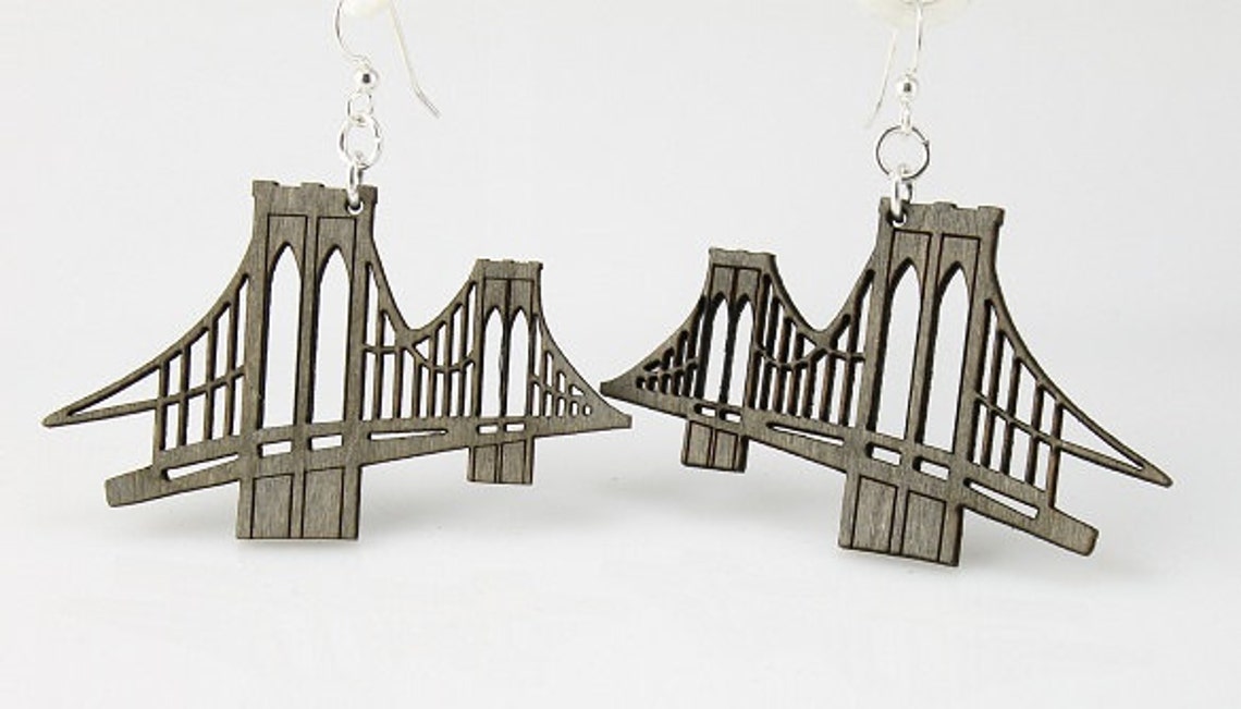Brooklyn Bridge New York Earrings Laser Cut Wood From - Etsy