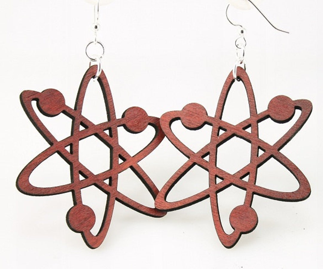 Atom Structure Earrings Made From Laser Cut Wood - Etsy