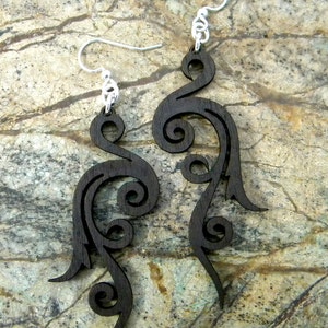 Small Scroll - Wood Earrings - Etsy