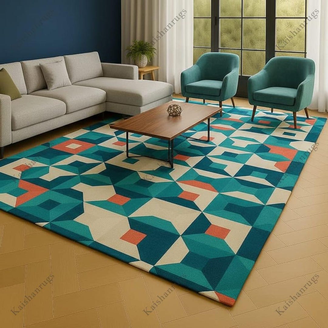 New Sculpted Area Rug Modern Shapes Round, Wavy, Square Unique Art for ...
