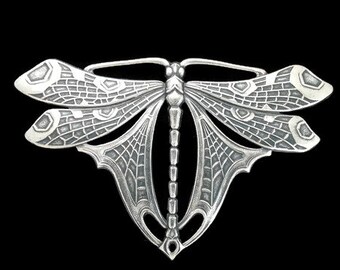 Art Nouveau Art Deco Dragonfly Raw Brass Butterfly Large Focal | Etsy