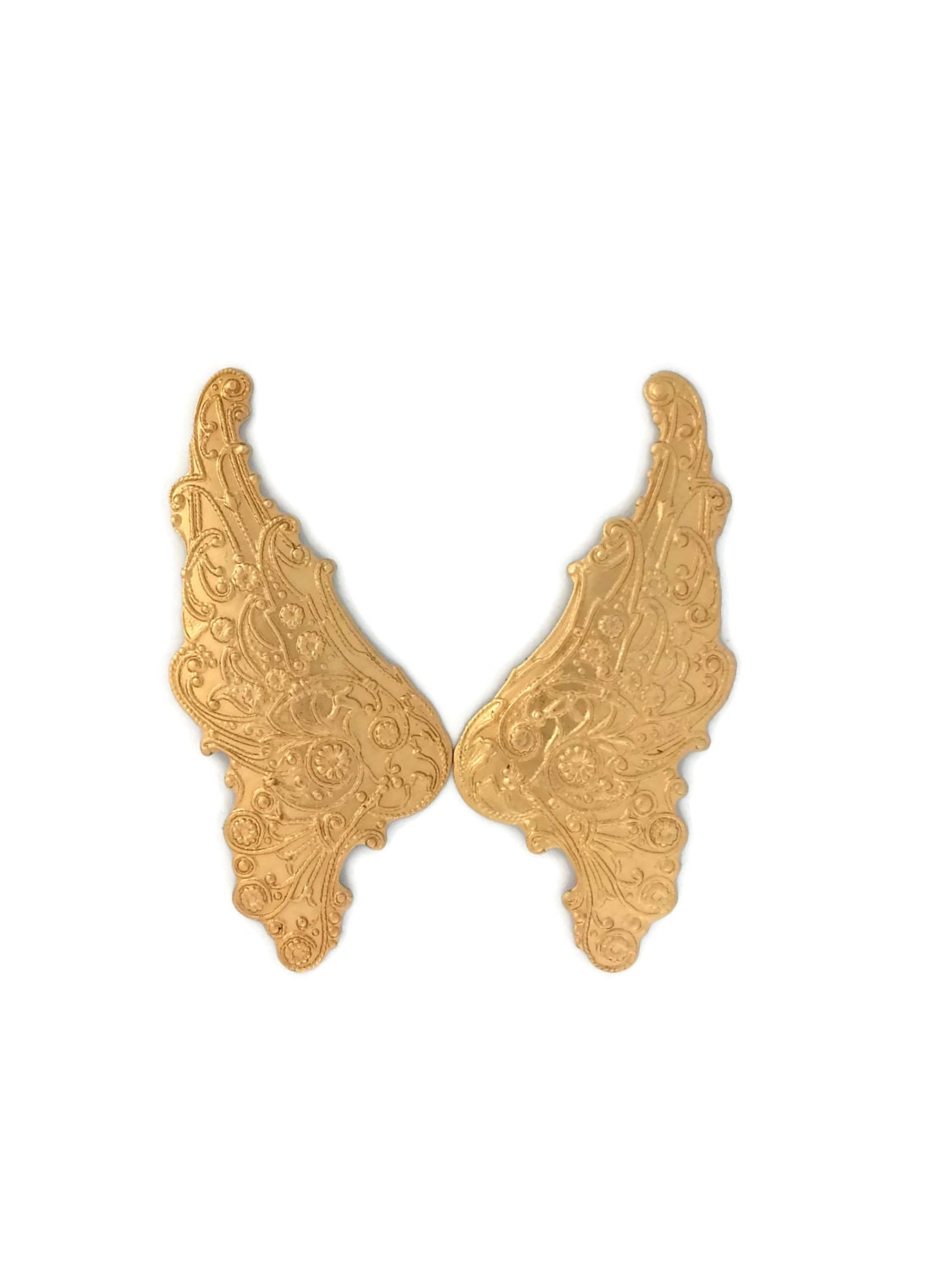 Filigree Wings in Raw Brass Stampings 55 Mm X 23 Mm Pair Made | Etsy