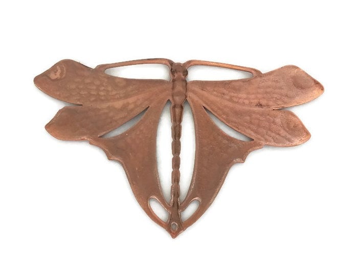 Art Nouveau Art Deco Dragonfly Raw Brass Butterfly Large Focal - Etsy