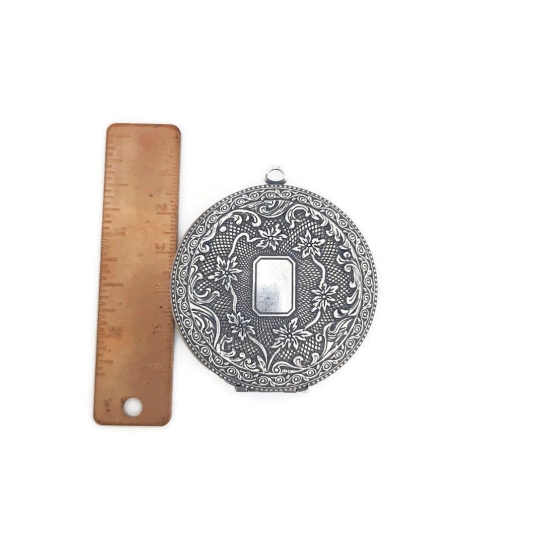 Photo Locket Qty 1 Large Size 50mm Sterling Silver Plated Brass Pocket ...