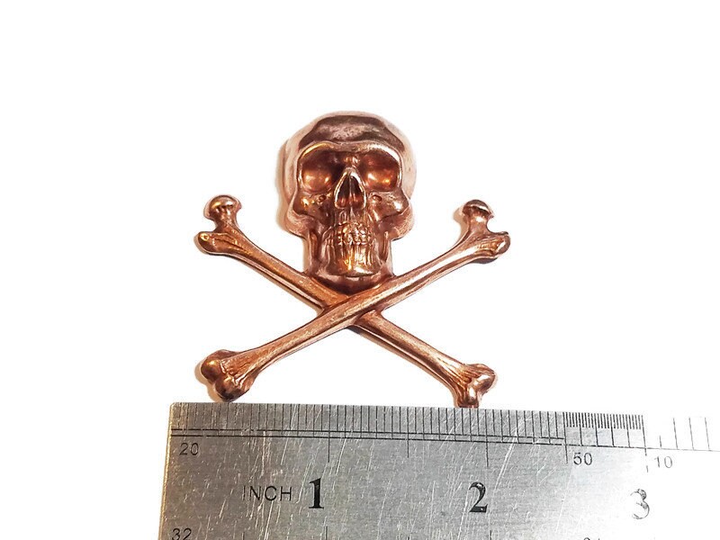 Copper Plated Brass Large Skeleton Skull and Cross Bones | Etsy