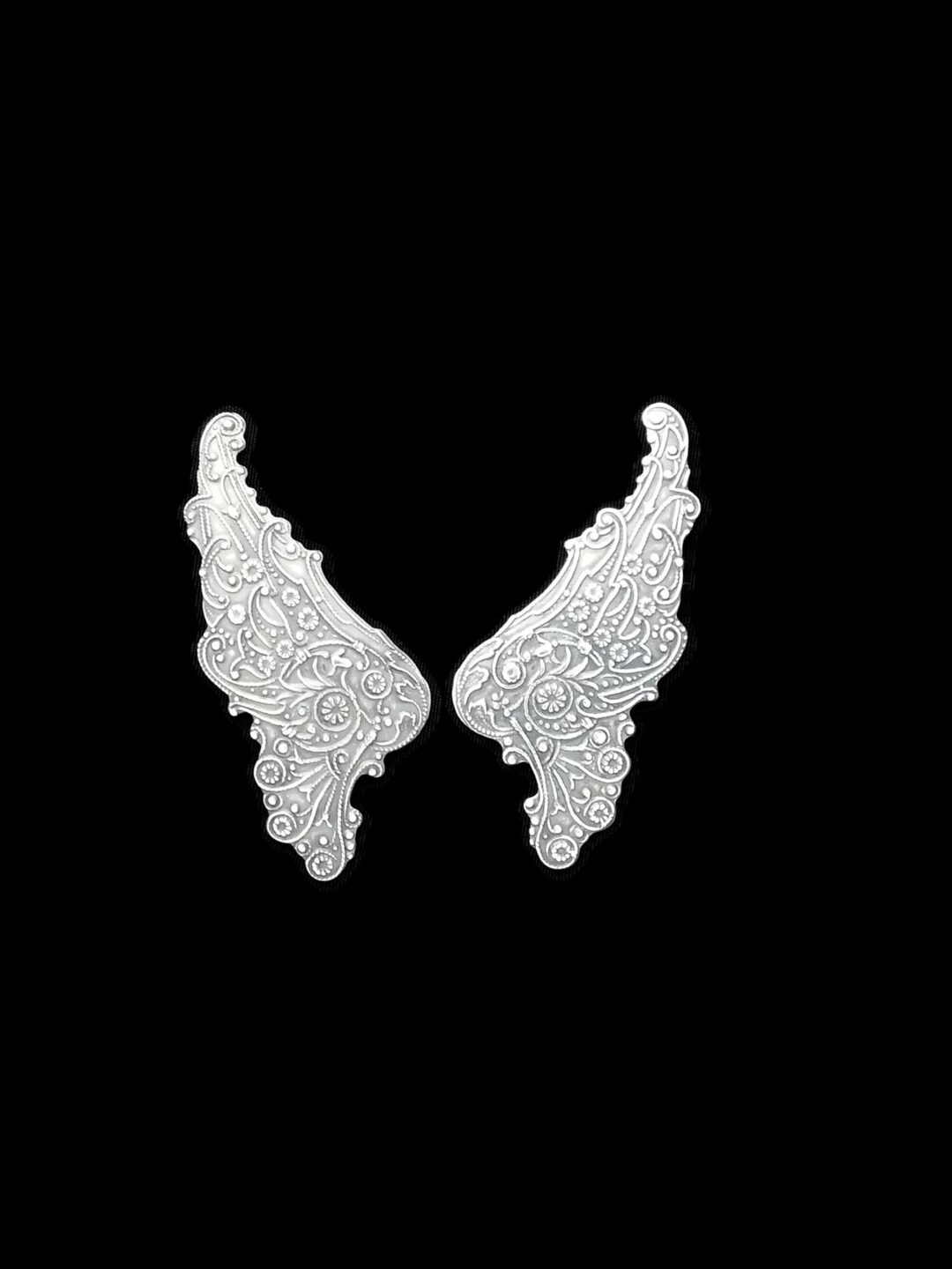 Filigree Solid Wings in Silver Plated Brass Stampings 55 Mm X 23 Mm Qty ...