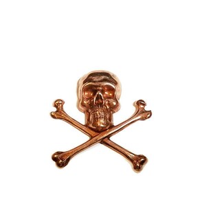 Copper Plated Brass Large Skeleton Skull and Cross Bones Pirate Face ...
