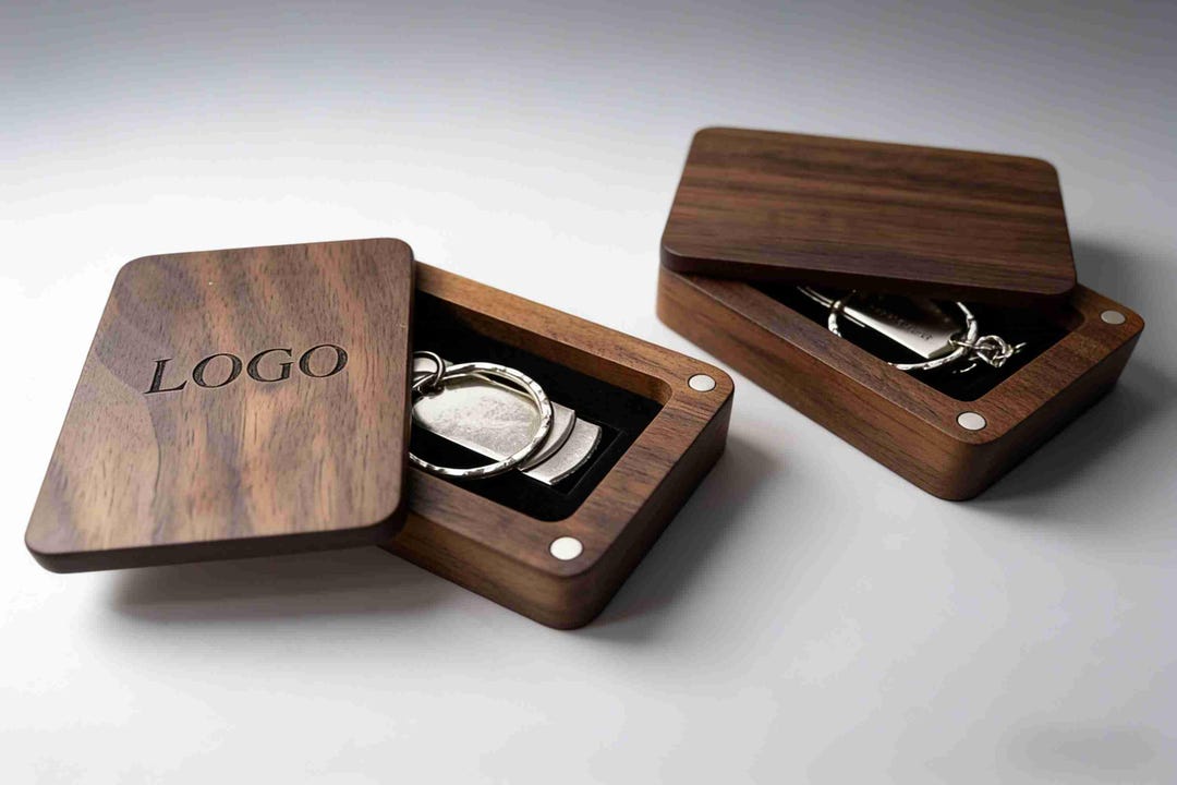 Walnut Wood USB Storage Box | Magnetic Wooden Gift Case - Etsy