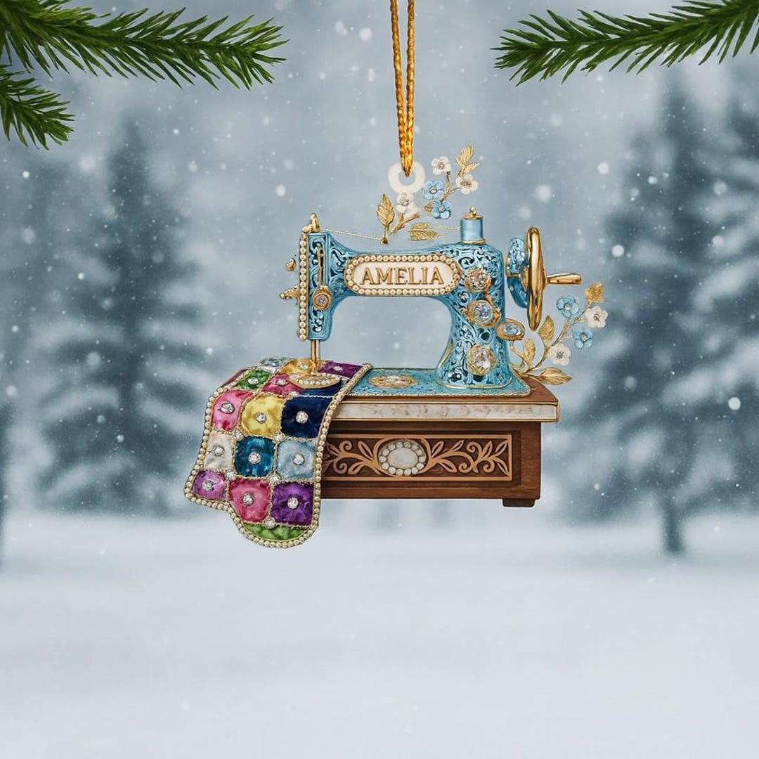 Personalized Sewing Machine Christmas Ornament – Custom Quilter Decor ...