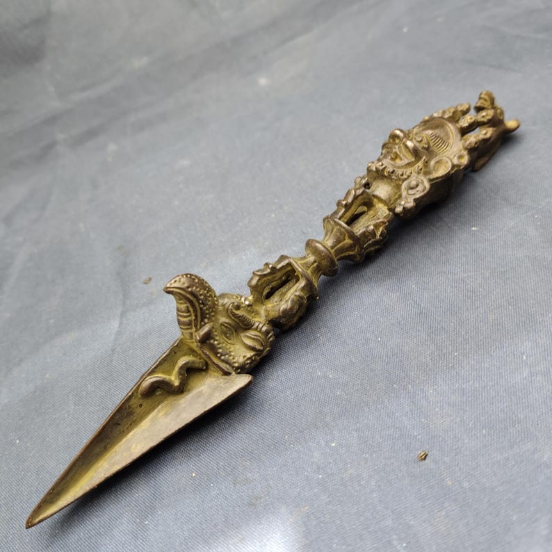 Tibetan Bronze Guardian Phurba & Vajra Tea Pet | Feng Shui Protection ...
