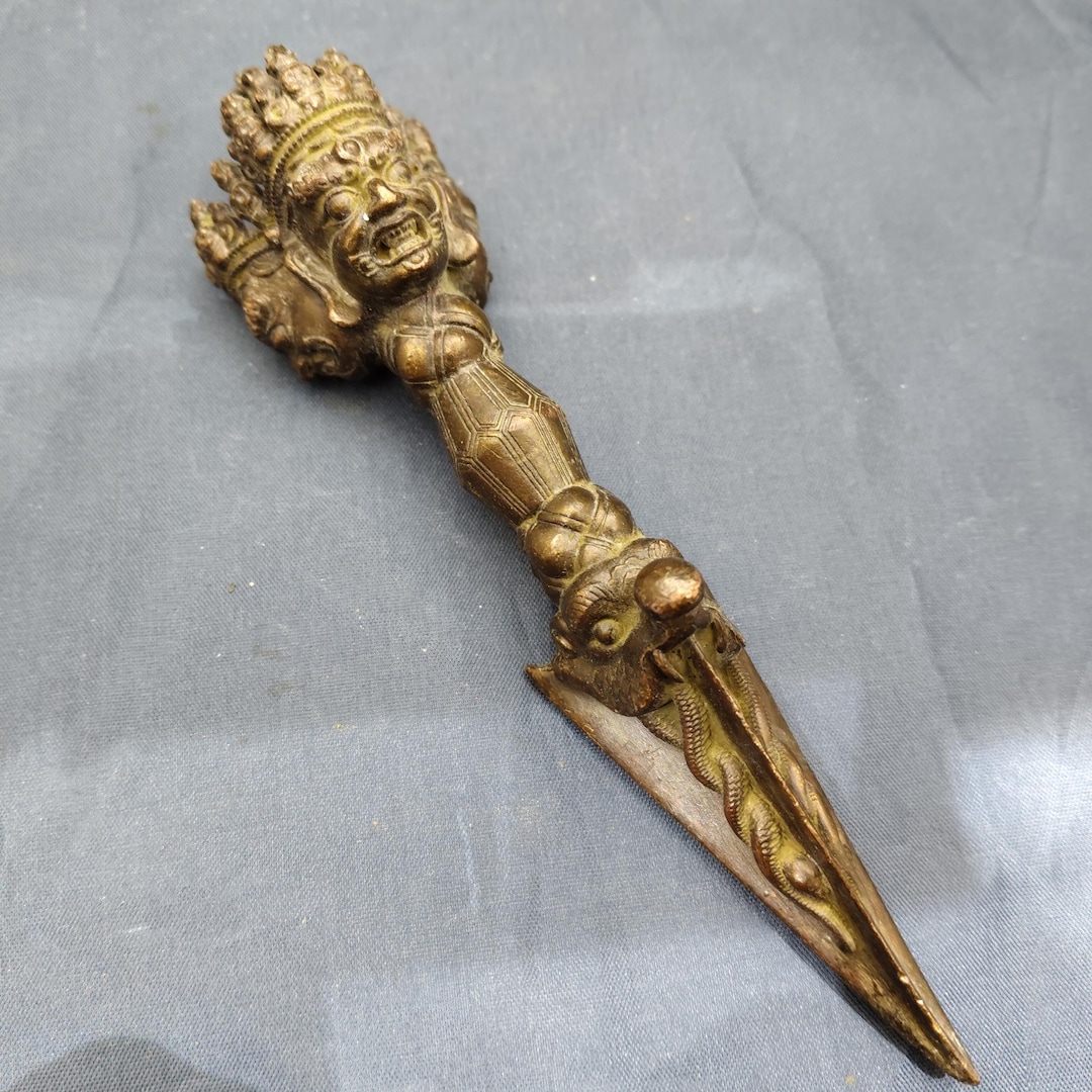 Tibetan Bronze Guardian Phurba Tea Pet | Feng Shui Protection Amulet ...