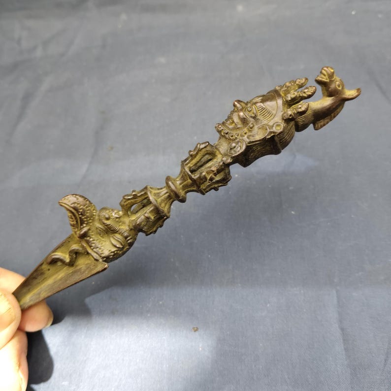 Tibetan Bronze Guardian Phurba & Vajra Tea Pet | Feng Shui Protection ...