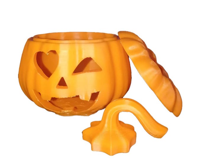 Set of 2 Halloween Pumpkins Jack-o-lanterns With Witch Hat - 3D Printed ...
