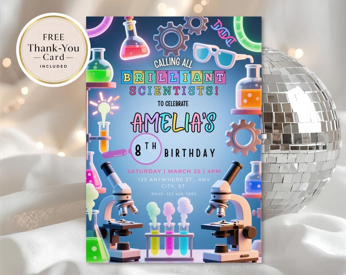 Editable Science Party Invitation, Science Birthday Invitation Template ...