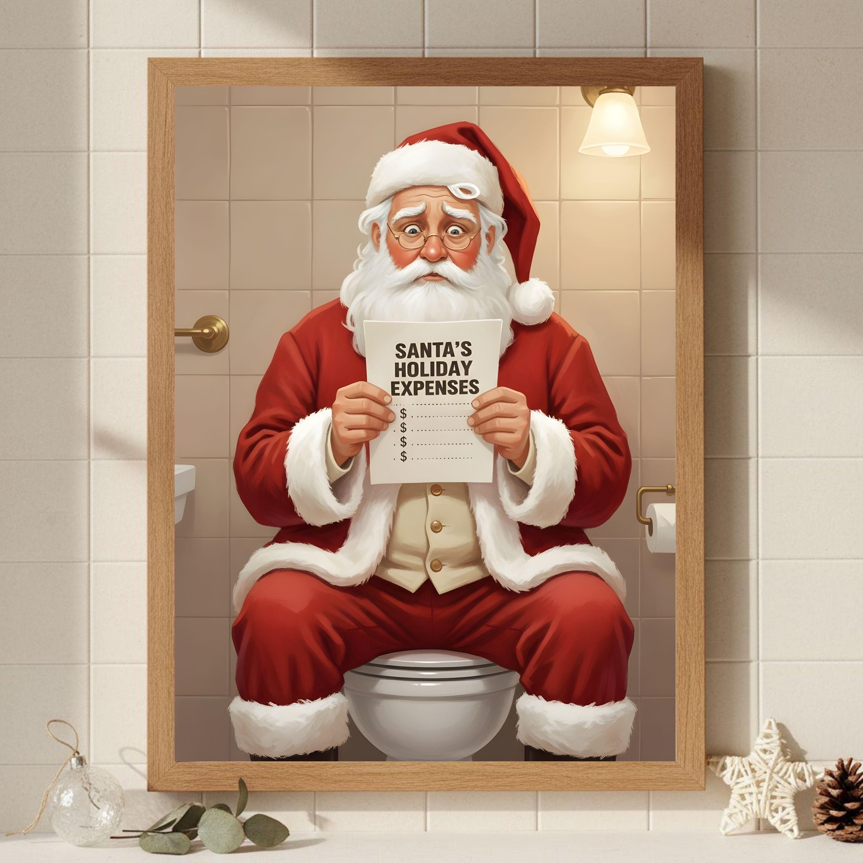 Bathroom Wall Art, Funny Santa Bathroom Print, Christmas Holiday Decor ...