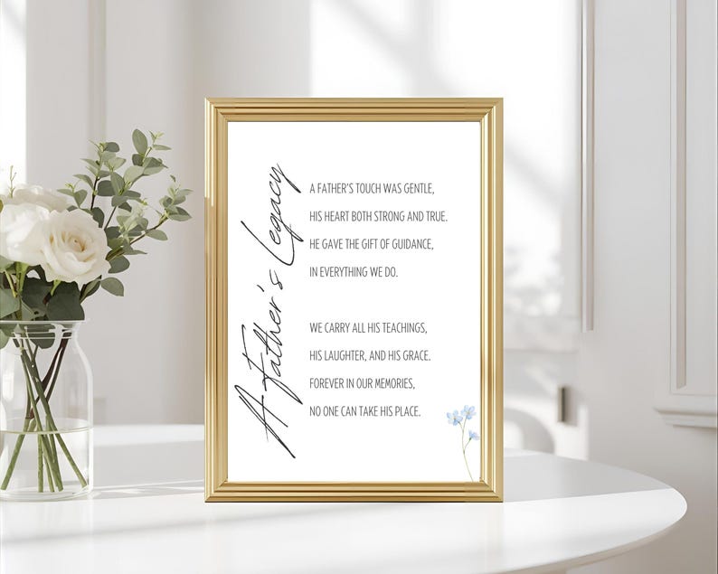 Funeral Poem for Dad, in Loving Memory Poster, Poems for Funerals ...