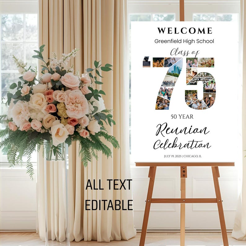 Reunion Sign, Class Reunion Welcome Sign, 50th High School Reunion ...