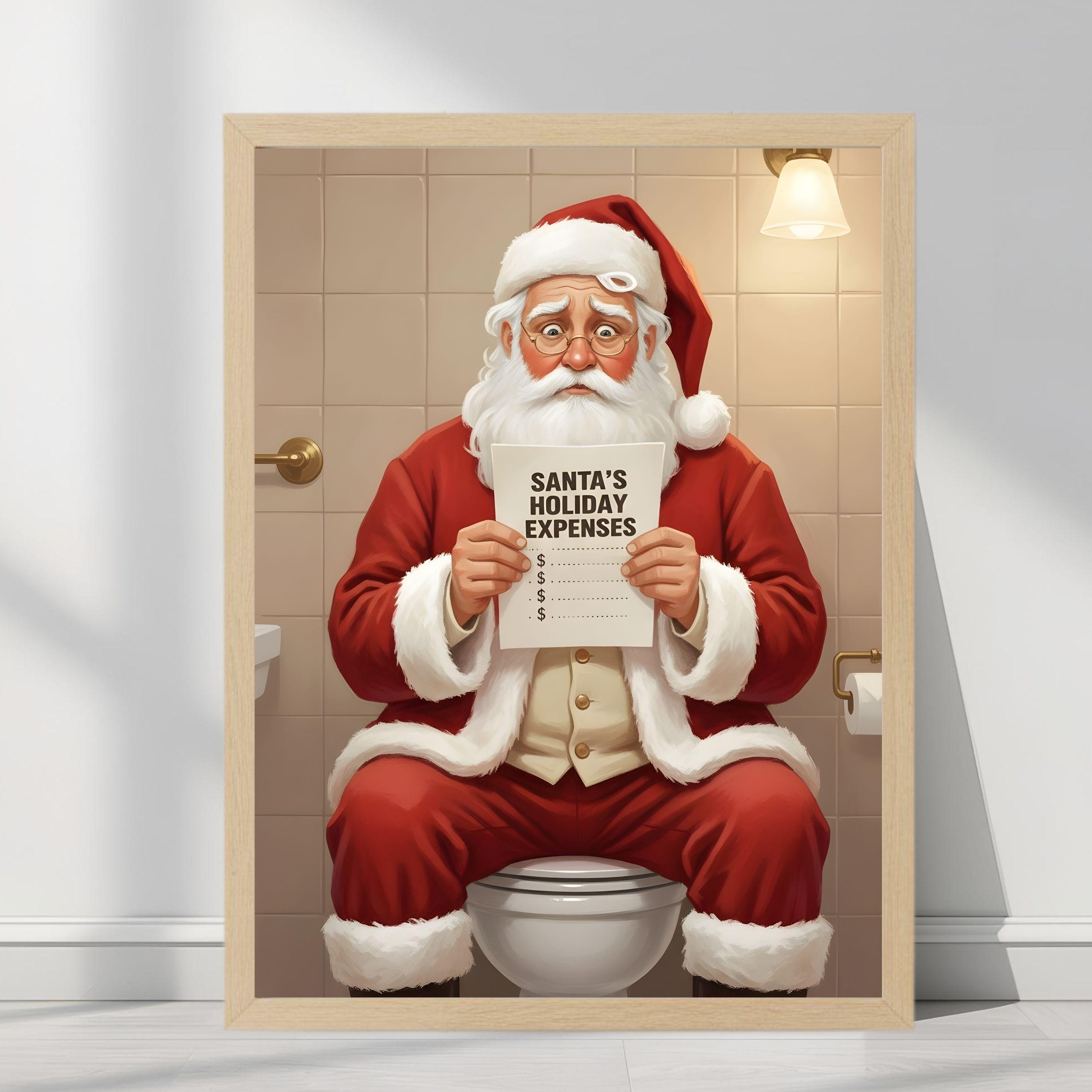 Bathroom Wall Art, Funny Santa Bathroom Print, Christmas Holiday Decor ...