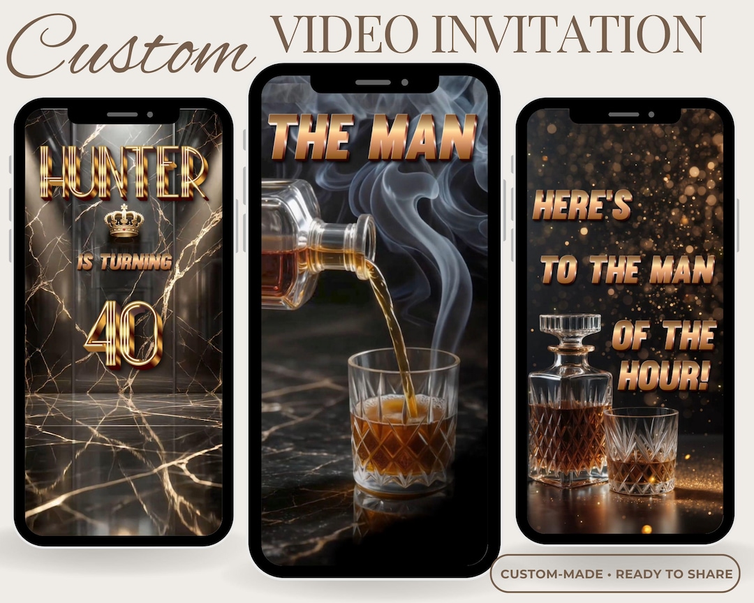 Animated Birthday Dinner Invitation, Whiskey & Leather Video Evite, the ...
