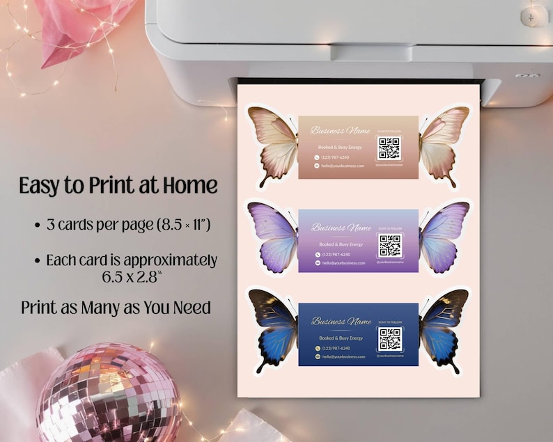 Butterfly Business Card Template, Die Cut Business Card, Editable Canva ...