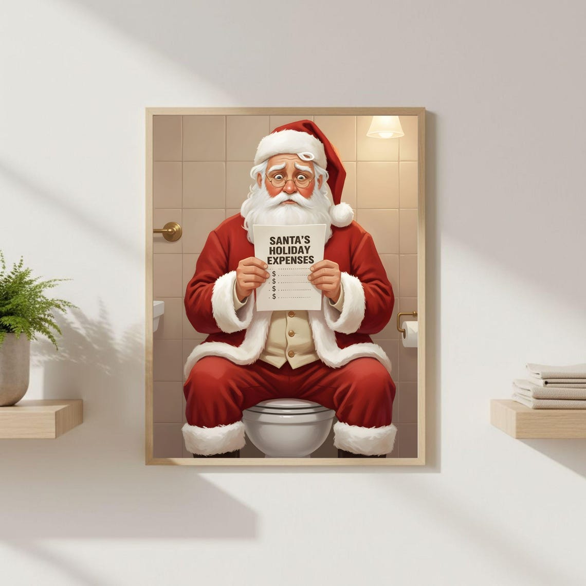 Bathroom Wall Art, Funny Santa Bathroom Print, Christmas Holiday Decor ...