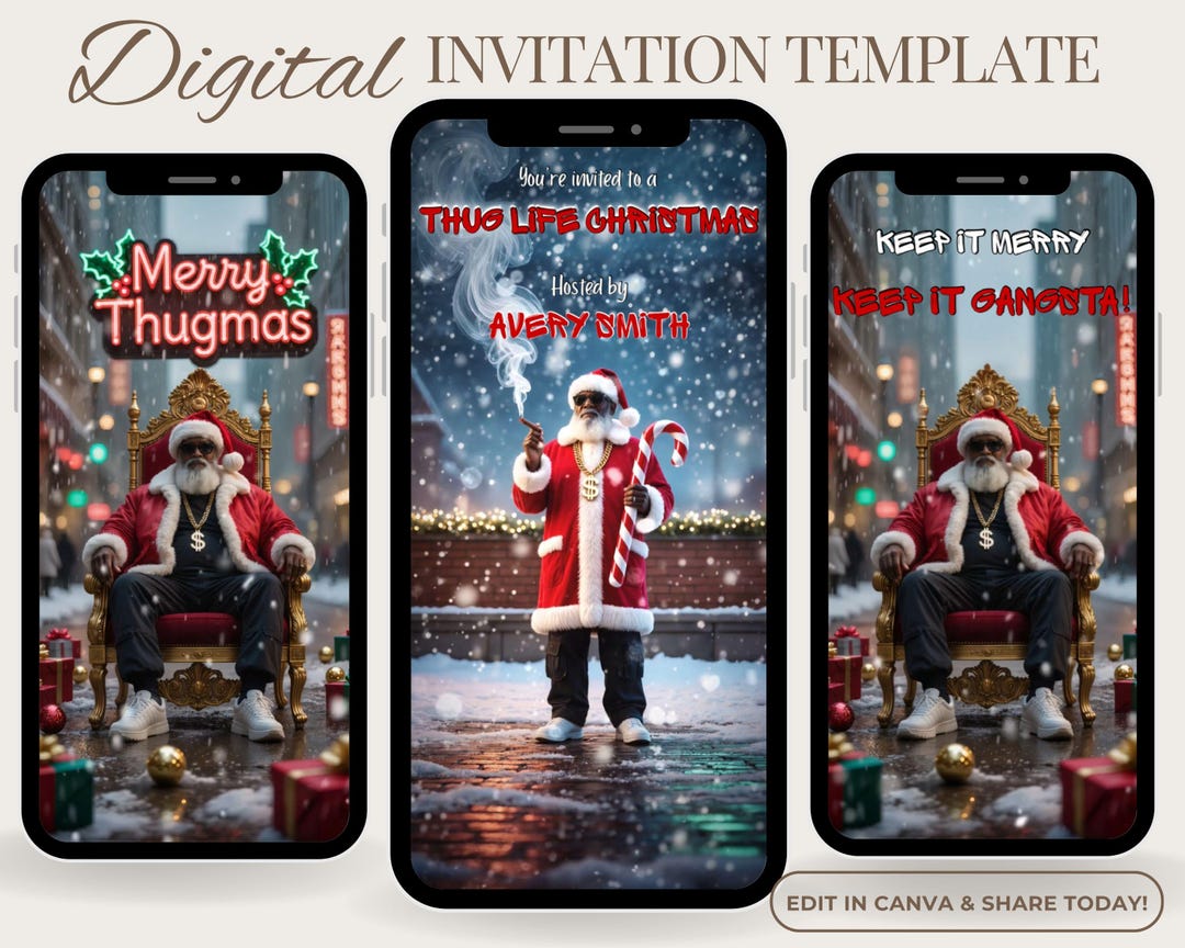 Christmas Thug Life, Funny Holiday Party, Animated Video Invitation ...