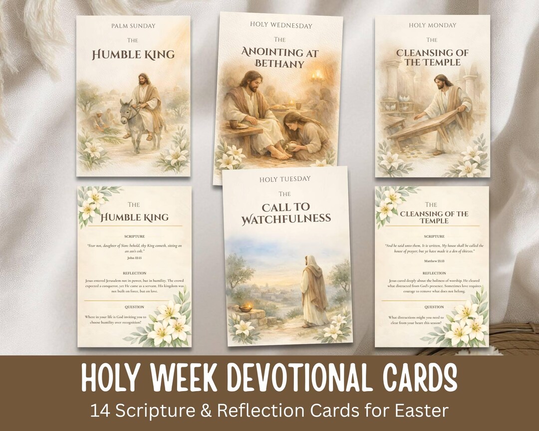 Holy Week Devotional Cards, Christian Easter Printable, 14 Day ...