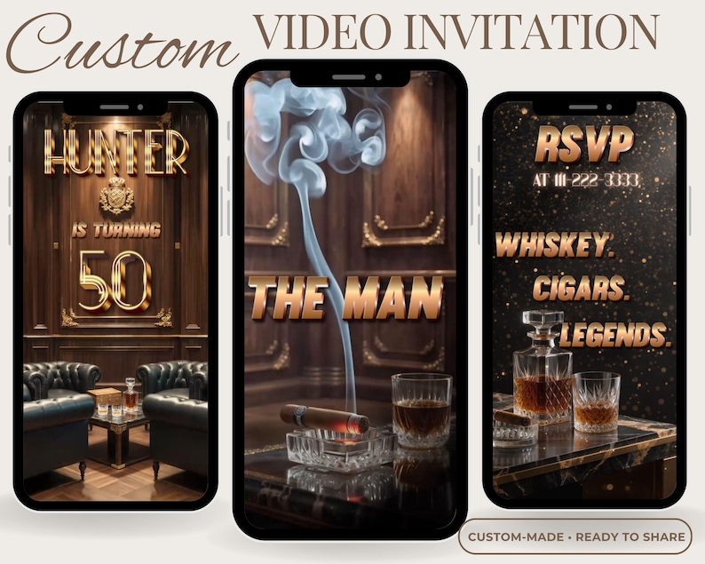 Birthday Invitation for Men, 40th 50th 60th Digital Video Invite ...
