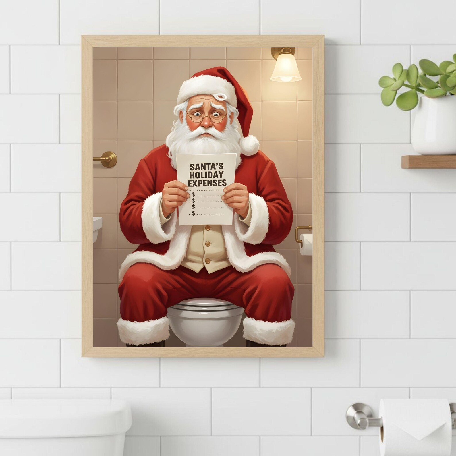 Bathroom Wall Art, Funny Santa Bathroom Print, Christmas Holiday Decor ...