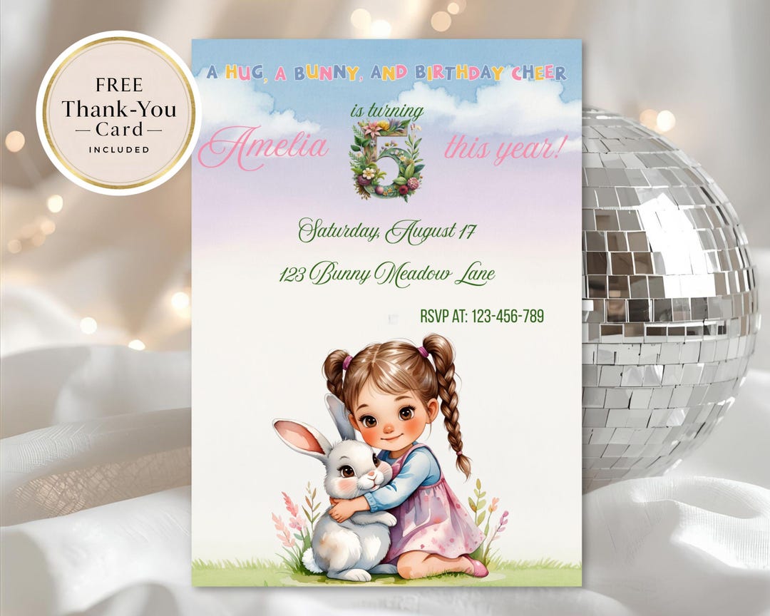 Bunny Birthday Invite, Some Bunny is One Editable Canva Template ...