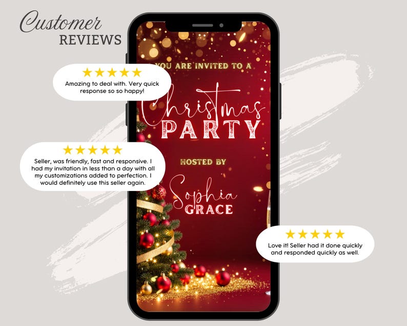 Christmas Party Invite, Holiday Party Invitation, Festive Christmas ...