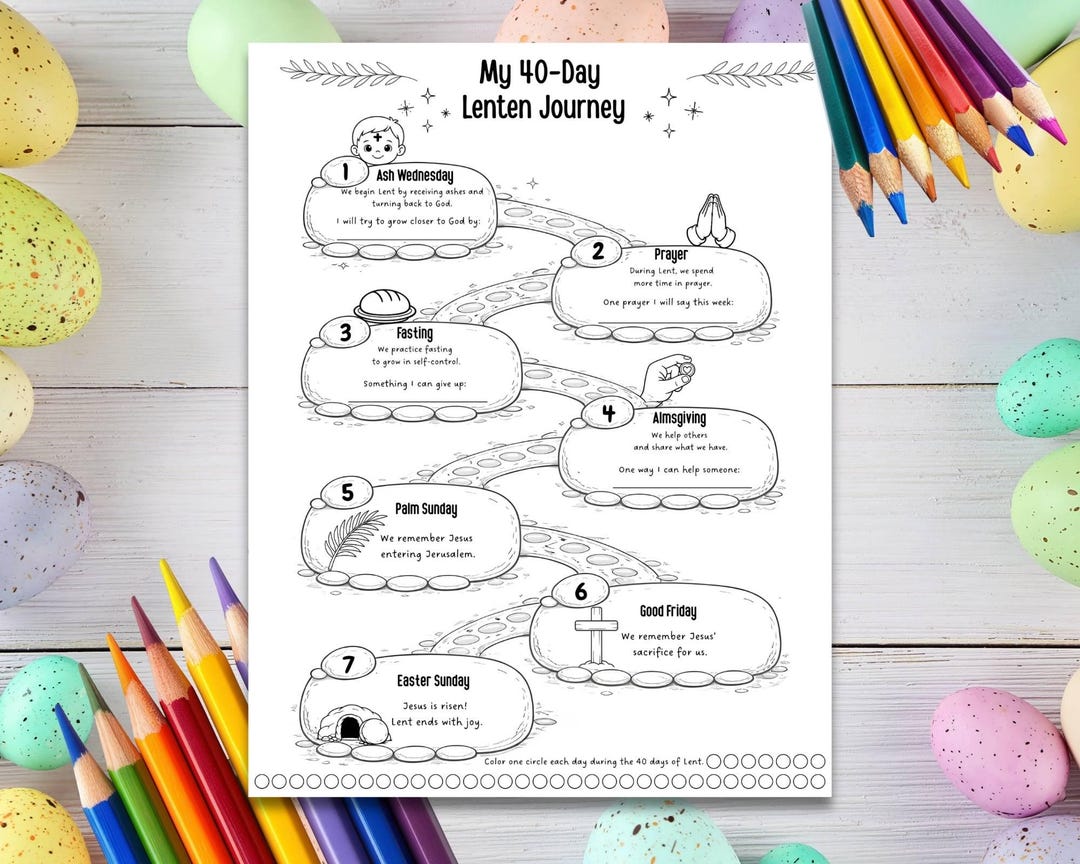 Lent Coloring Page for Kids, My 40 Day Lenten Journey, Catholic ...