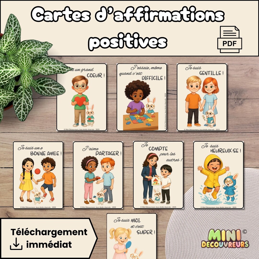 Positive Affirmation Cards for Children – 36 Printable PDF Cards – Self ...