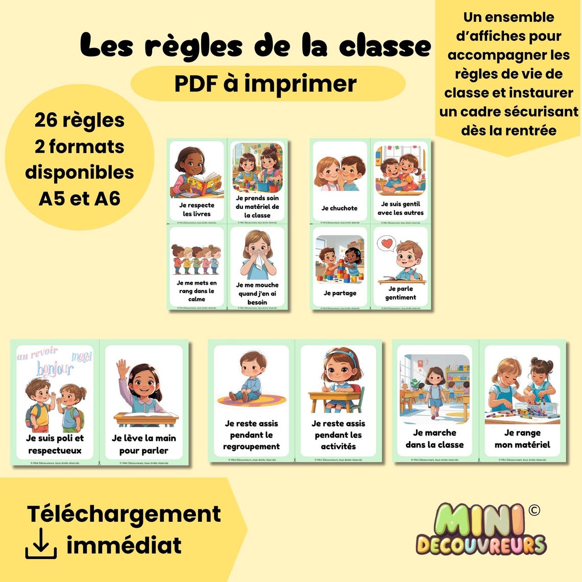 Affiches règles de vie de classe maternelle – 26 règles en PDF à ...