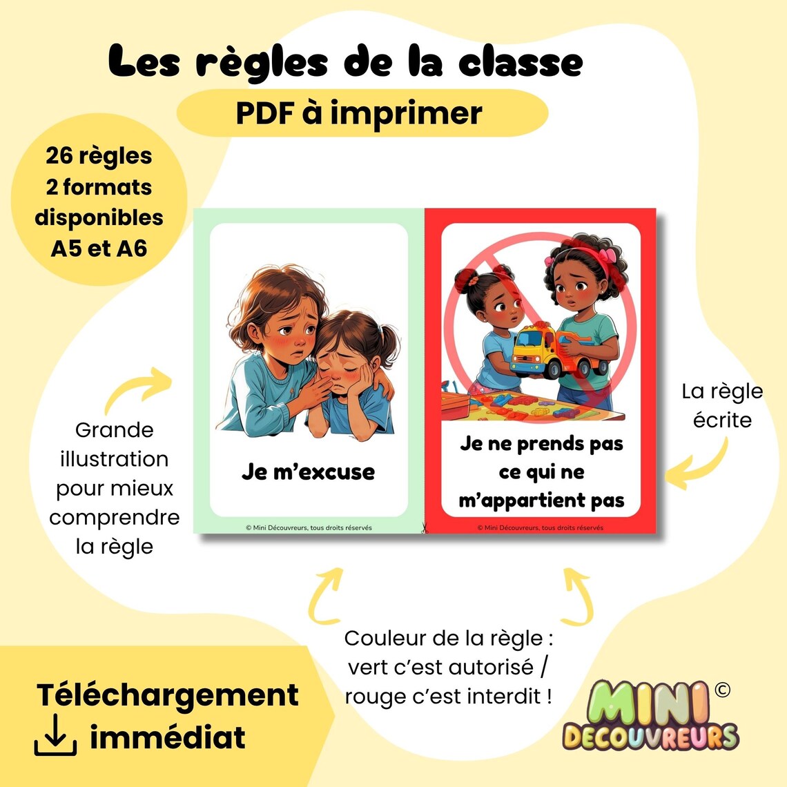 Affiches règles de vie de classe maternelle – 26 règles en PDF à ...