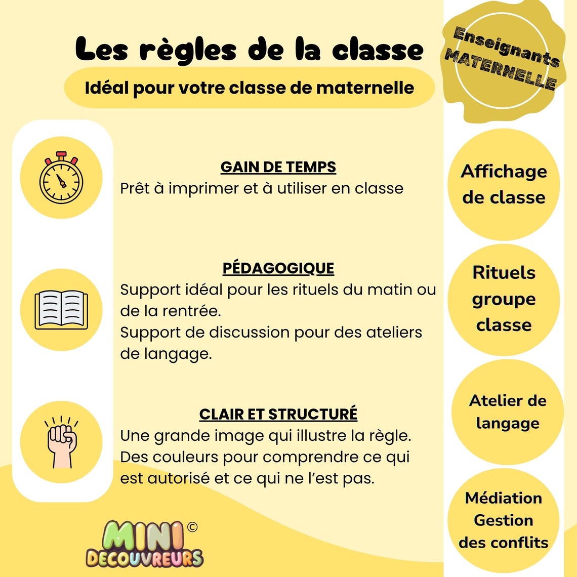 Affiches règles de vie de classe maternelle – 26 règles en PDF à ...