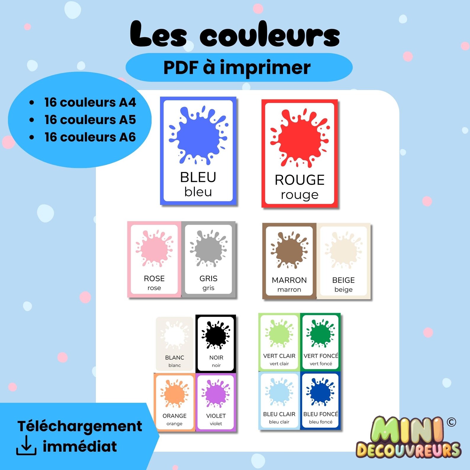 Affiches des couleurs à imprimer – PDF éducatif maternelle – 16 ...