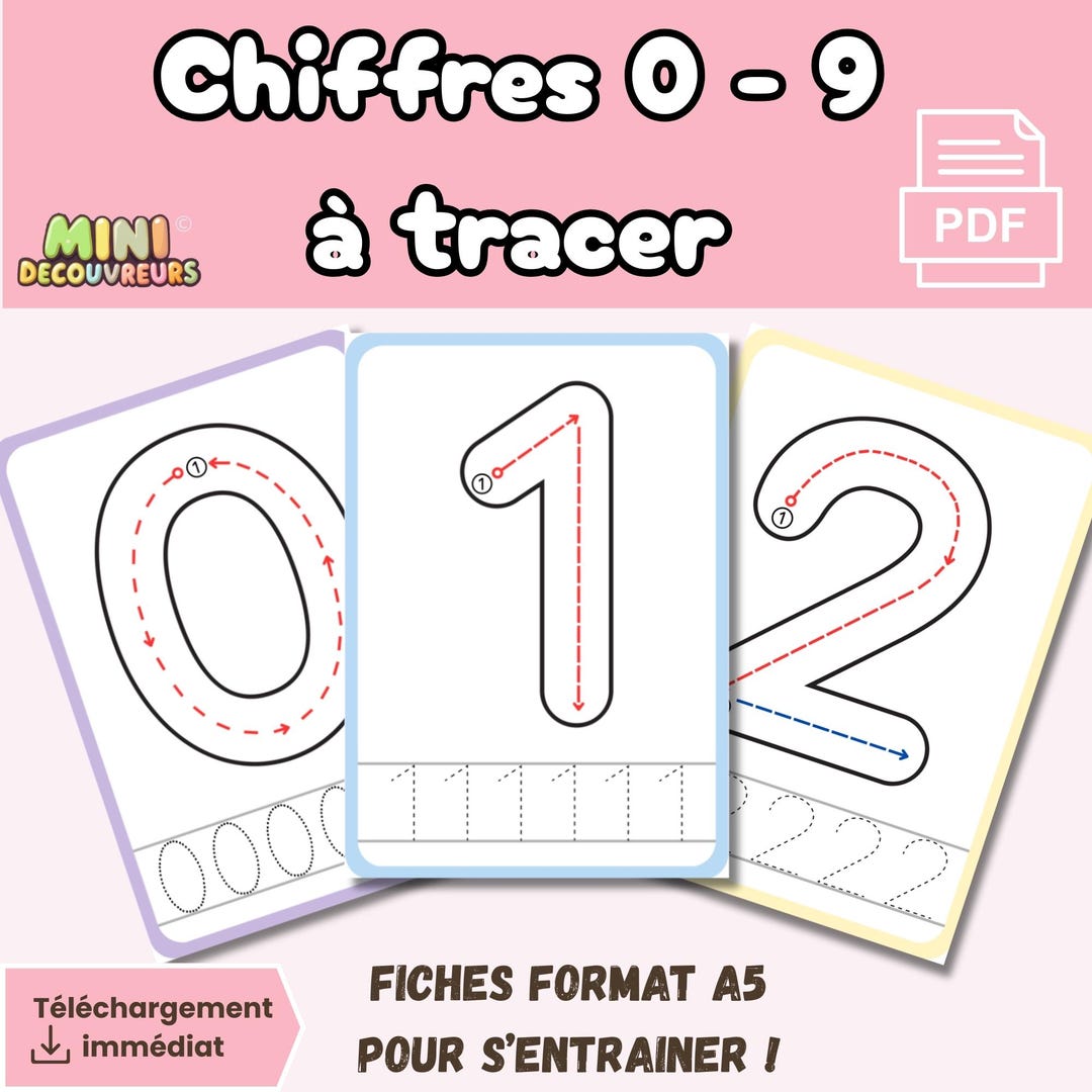 Number Cards to Trace for Kindergarten PDF – 0 to 9 in A5 Format to ...