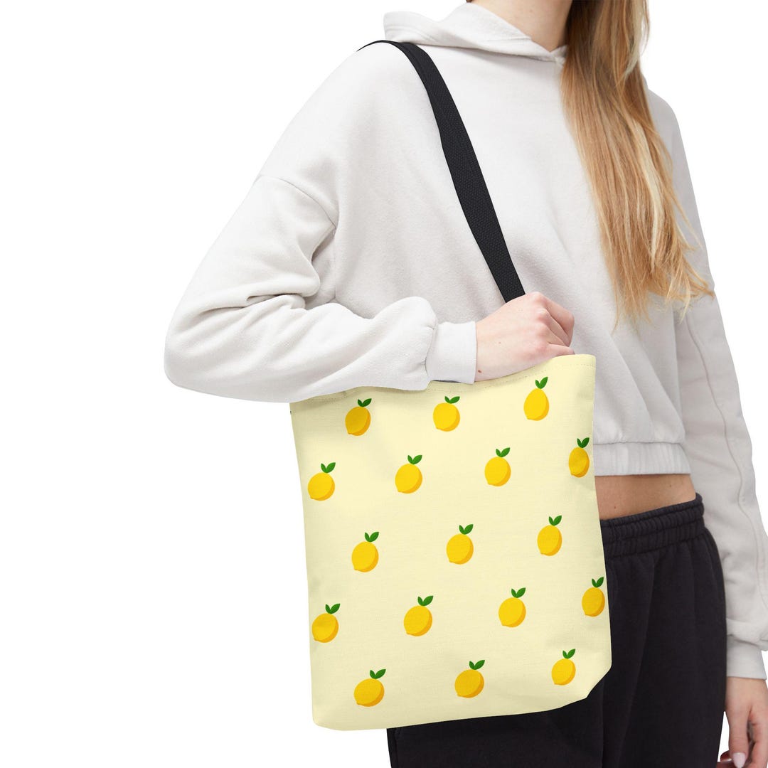 Yellow Lemon Pattern Tote Bag | Citrus Fruit Print Tote - Etsy
