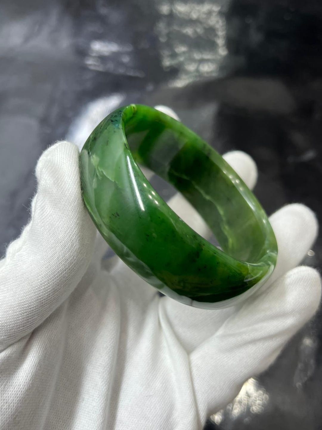 Natural Green Nephrite Jade Bangle - High Grade, 66mm - Etsy