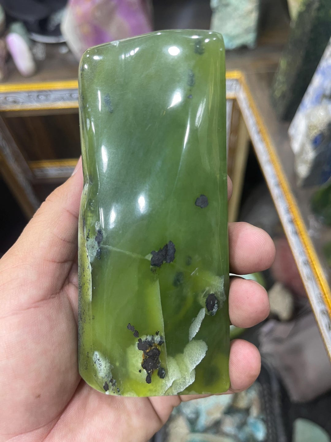 Natural 460g Serpentine Jade Freeform | Rare Green Crystal Display ...