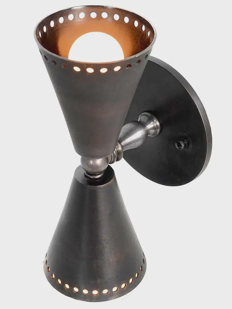 Mid Century Wall Sconce Brass Cone Style Wall Light by AL - Etsy