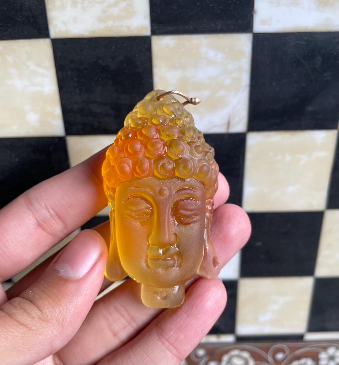 Amber Buddha Head Pendant Necklace Charm – Spiritual Meditation Jewelry ...