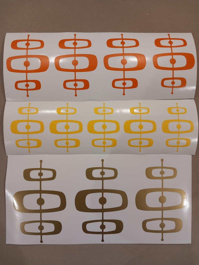 6 X Retro Atomic Decals, 70s Mid Century Decor - Etsy
