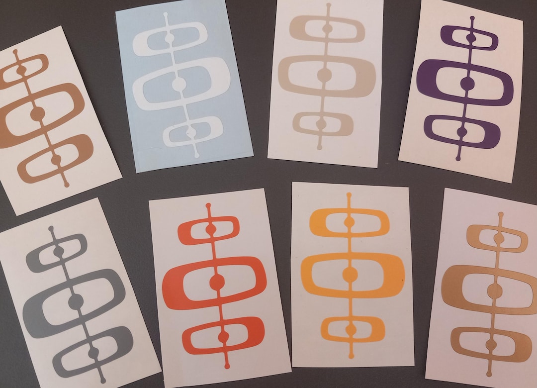 6 X Mid Century Decals, Retro 70s Decor, Mid Century Decor, Modern ...